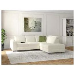 Sit & More Ecksofa SIT & MORE "Dundee L-Form", beige (creme), B:263cm H:86cm T:219cm, Sofas, Ecksofa, mit Federkern und Edelstahlf&uuml;&szlig;en, wahlweise mit Kopfteilverstellung