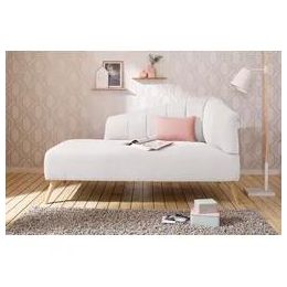 Recamiere OTTO HOME "Lucy, Chaiselonge mit Massivholzf&uuml;&szlig;en und Steppung", beige (creme), B:162cm H:85cm T:82cm, Struktur fein( 100% Polyester), Sofas, Recamiere, Armlehne links und rechts bestellbar