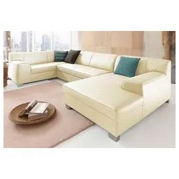 Wohnlandschaft DOMO collection "Amando in vielen Bezugsvarianten, auch in Leder, komfortabel, U-Form", beige (creme), B:332cm H:74cm T:182cm, PRIMABELLE-Microfaser aus 100% Polyester;SOFTLUX-Kunstleder;Strukturstoff aus 90% Polyester und 10% Polyacryl;NaturLEDER - echtes Rindsleder, Sofas, Wohnlandschaft, wahlweise mit Bettfunktion, fester Sitzkomfort, frei im Raum stellbar