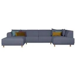 Wohnlandschaft OTTO HOME "Maroon U-Form", blau, B:358cm H:82cm T:192cm, Struktur grob ( 100% POLYPROPYLEN;Struktur fein ( 100% Polyester);Struktur (100% Polyester), Sofas, Wohnlandschaft, in skandinavischem Design, mit losen Kissen