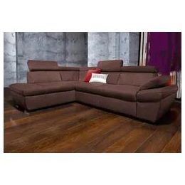 Ecksofa exxpo - SOFA FASHION "Salerno, Funktionssofa, hoher Sitzkomfort, Breite 268cm, L-Form", braun (dunkelbraun), B:268cm H:77cm T:204cm, NaturLeder;Primabelle-Microfaser (100% Polyester);Luxus-Kunstleder, Sofas, Ecksofa, inkl. Kopf- und Armteilverstellung, wahlweise mit Bettfunktion