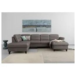 Sit & More Wohnlandschaft SIT & MORE "Mellum U-Form", grau (anthrazit), B:306cm H:87cm T:212cm, 100% Polyester, Sofas, Wohnlandschaft, Federkern, wahlweise mit Bettfunktion, Stauraum und Armteilfunktion