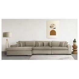Sofa-Eckelement Home Affaire "Skara XXL L-Form", beige (dunkelbeige), B:400cm H:86cm T:190cm, 100% Polyester, Polsterelemente, Lounge-Sofa XXL mit Federkern-Polsterung, in vielen Bezugsvarianten