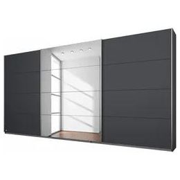Schwebet&uuml;renschrank Rauch "Kleiderschrank Schrank Garderobe Schlafzimmerschrank DOBENE", grau (graumetallic), B:360cm H:210cm T:62cm, Holzwerkstoff, Schr&auml;nke, Schwebet&uuml;renschrank Kleiderschrank, mit gro&szlig;en Spiegelelementen, inkl. Schubladeneinsatz MADE IN GERMANY
