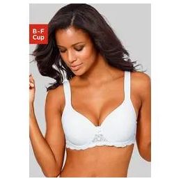 Schalen-BH Lascana, Damen, Gr. 75, Cup E, wei&szlig;, Microtouch, Obermaterial: 85% Polyamid, 15% Elasthan, BHs Schalen-BH, mit B&uuml;gel, nahtlos vorgeformte Cups, Spitzendetails, Dessous, Topseller