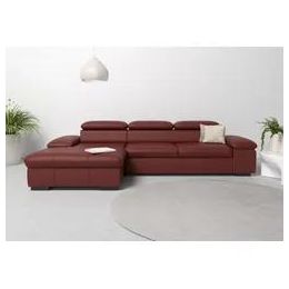 Ecksofa Home Affaire "Alberto L-Form", rot (merlot), B:286cm H:73cm T:174cm, Luxus-Microfaser Lederoptik (100% Polyester);Luxus-Microfaser ALTARA NUBUCK (100% Polyester);Luxus-Microfaser weich (90% Polyester, 10% Polyamid);Microfaser Antiklederoptik, Sofas, Ecksofa, mit Kopfteilverstellung, wahlweise mit Bettfunktion