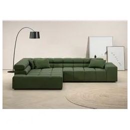 Ecksofa Home Affaire "Ancona incl. Kopfteilverstellung, Breite 319cm, L-Form", gr&uuml;n (oliv), B:319cm H:70cm T:215cm, Struktur (85% Polyester, 15% Viskose);Luxus-Microfaser weich (98% Polyester, 2% Nylon);Velours (100% Polyester), Sofas, Ecksofa, wahlweise motorische Sitztiefenverstellung, auch in Cord + Easy Care