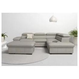 Ecksofa Home Affaire "Alberto L-Form", grau (hellgrau), B:272cm H:73cm T:226cm, Luxus-Microfaser Lederoptik (100% Polyester);Luxus-Microfaser weich (9)0% Polyester / 10% Polyamid;Luxus-Microfaser Vintageoptik (100% Polyester);Microfaser Antiklederoptik (100% Polyester), Sofas, Ecksofa, mit Kopfteilverstellung, wahlweise mit Bettfunktion