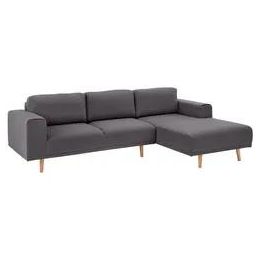 Ecksofa Home Affaire "Lasse L-Form", grau (anthrazit), B:273cm H:90cm T:167cm, Struktur fein( 100% Polyester);Filzoptik (100% Polyester);Luxus-Microfaser (100% Polyester), Sofas, Ecksofa, im scandinavischen Stil mit Holzf&uuml;&szlig;en