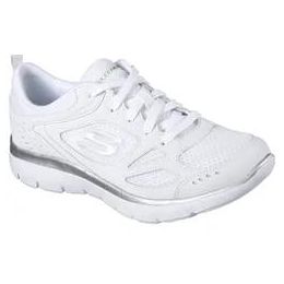 Sneaker Skechers "SUMMITS-SUITED", Damen, Gr. 36, silber (wei&szlig;, silberfarben), Leder, Textil, Schuhe Sneaker, Freizeitschuh, Trainingsschuh, Schn&uuml;rschuh mit weicher Polsterung, Topseller