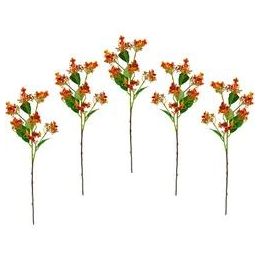 Kunstblume I.GE.A. "Bl&uuml;tenzweig", orange, B:13cm H:60cm L:10cm, Kunstpflanzen, 5er Set k&uuml;nstlicher Zweig, Kunstpflanze, Dekozweig