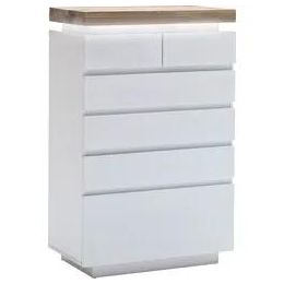 Kommode MCA furniture "Romina", wei&szlig; (wei&szlig; matt), B:73cm H:114cm T:40cm, MDF, Massivholz, Sideboards, Schubladenkommode, mit LED Beleuchtung wei&szlig; dimmbar, inkl. Fernbedienung
