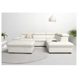 Ecksofa Home Affaire "Alberto L-Form", wei&szlig; (altwei&szlig;), B:272cm H:73cm T:226cm, Luxus-Microfaser Lederoptik (100% Polyester);Luxus-Microfaser weich (9)0% Polyester / 10% Polyamid;Luxus-Microfaser Vintageoptik (100% Polyester);Microfaser Antiklederoptik (100% Polyester), Sofas, Ecksofa, mit Kopfteilverstellung, wahlweise mit Bettfunktion