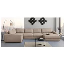 Wohnlandschaft Home Affaire "Bloomfield, Mega Polsterecke, Breite 390cm, viel Platz, U-Form", beige (portabella), B:390cm H:84cm T:209cm, 100% Polyester, Sofas, Wohnlandschaft, In verschiedenen Gr&ouml;&szlig;en bestellbar