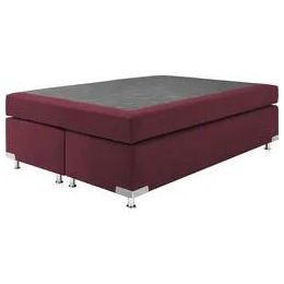 Boxspringbett "Holland", rot (bordeaux, rot), B:142cm L:201cm, Microvelours (100% Polyester), Westfalia Schlafkomfort, Komplettbetten, Boxspringbett, ohne Kopfteil, frei im Raum stellbar