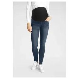 Umstandsjeans Neun Monate "Stretch-Jeans f&uuml;r Schwangerschaft und Stillzeit", Damen, Gr. 38, N-Gr, blau (schwarz, blau, used), Web, Obermaterial: 59% Baumwolle, 40% Polyester, 1% Elasthan, unifarben, Basic, skinny fit lang, Jeans, Umstandsjeans mit hoher Leibh&ouml;he, ohne G&uuml;rtelschlaufen, Waschung