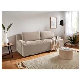 Schlafsofa Home Affaire "Halbschlaf", beige (creme), B:225cm H:90cm T:95cm, 100% Polyester, Sofas, Schlafsofa, mit Bettfunktion und Bettkasten