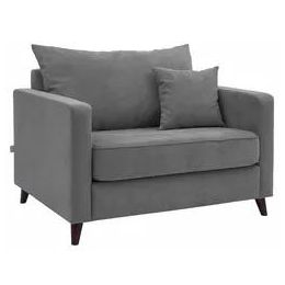 Loveseat Home Affaire "Renesse", grau, B:112cm H:74cm T:90cm, Luxus-Microfaser ALTARA NUBUCK (100% Polyester);Samtvelours 100% Polyester, Sessel, lose Kissen, Keder an Sitzkissen