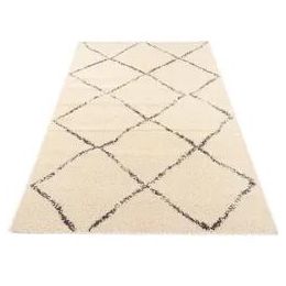Hochflor-Teppich OCI DIE TEPPICHMARKE "Stockholm", beige (creme), B:80cm H:30mm L:150cm, Kunstfaser, Teppiche, Langflor, Shaggy, Wohnzimmer