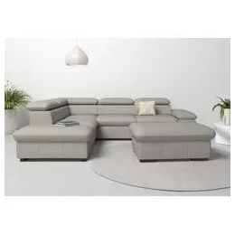 Ecksofa Home Affaire "Alberto L-Form", grau (hellgrau), B:272cm H:73cm T:226cm, Luxus-Microfaser Lederoptik (100% Polyester);Luxus-Microfaser weich (9)0% Polyester / 10% Polyamid;Luxus-Microfaser Vintageoptik (100% Polyester);Microfaser Antiklederoptik (100% Polyester), Sofas, Ecksofa, mit Kopfteilverstellung, wahlweise mit Bettfunktion