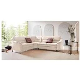 Ecksofa Home Affaire "Cardoso L-Form", beige (creme), B:260cm H:90cm T:230cm, Luxus-Microfaser ALTARA NUBUCK (100% Polyester);Luxus-Microfaser weich (90% Polyester, 10% Polyamid);Struktur (52%Polyester, 35% Acryl, 13%Cotton);Luxus-Microfaser Lederoptik (100% Polyester), Sofas, Ecksofa, mit Trapezecke f&uuml;r mehr Sitzkomfort, wahlweise auch mit Bettfunktion