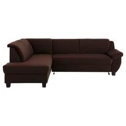 Ecksofa Home Affaire "Yesterday zeitlos und elegant, bequeme Armlehnen, L-Form", braun, B:254cm H:80cm T:186cm, Struktur (100% Polyester);Primabelle-Microfaser (100% Polyester);Antikleder-Optik Melrose (100% Polyester), Sofas, Ecksofa, wahlweise mit Bettfunktion, auch in Cord