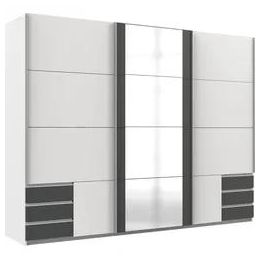 Schwebet&uuml;renschrank wimex "Emden moderner Kleiderschrank mit Spiegel und Schubladen", wei&szlig; (wei&szlig;, graphit), B:270cm H:210cm T:64cm, Schr&auml;nke, Schwebet&uuml;renschrank, Schlafzimmer Schrank Garderobenschrank mit Schwebet&uuml;ren Topseller