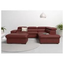 Ecksofa Home Affaire "Alberto L-Form", rot (merlot), B:272cm H:73cm T:226cm, Luxus-Microfaser Lederoptik (100% Polyester);Luxus-Microfaser weich (9)0% Polyester / 10% Polyamid;Luxus-Microfaser Vintageoptik (100% Polyester);Microfaser Antiklederoptik (100% Polyester), Sofas, Ecksofa, mit Kopfteilverstellung, wahlweise mit Bettfunktion