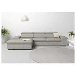 Ecksofa Home Affaire "Alberto L-Form", grau (hellgrau), B:286cm H:73cm T:174cm, Luxus-Microfaser Lederoptik (100% Polyester);Luxus-Microfaser ALTARA NUBUCK (100% Polyester);Luxus-Microfaser weich (90% Polyester, 10% Polyamid);Microfaser Antiklederoptik, Sofas, Ecksofa, mit Kopfteilverstellung, wahlweise mit Bettfunktion