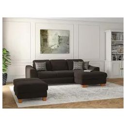 Sit & More Ecksofa SIT & MORE "Dundee L-Form", braun (espresso), B:264cm H:86cm T:175cm, Sofas, Ecksofa, mit Federkern und Massivholzf&uuml;&szlig;en, wahlweise mit Kopfteilverstellung