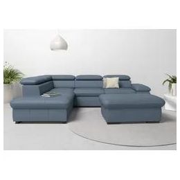 Ecksofa Home Affaire "Alberto L-Form", blau (graublau), B:272cm H:73cm T:226cm, Luxus-Microfaser Lederoptik (100% Polyester);Luxus-Microfaser weich (9)0% Polyester / 10% Polyamid;Luxus-Microfaser Vintageoptik (100% Polyester);Microfaser Antiklederoptik (100% Polyester), Sofas, Ecksofa, mit Kopfteilverstellung, wahlweise mit Bettfunktion