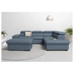 Ecksofa Home Affaire "Alberto L-Form", blau (graublau), B:272cm H:73cm T:226cm, Luxus-Microfaser Lederoptik (100% Polyester);Luxus-Microfaser weich (9)0% Polyester / 10% Polyamid;Luxus-Microfaser Vintageoptik (100% Polyester);Microfaser Antiklederoptik (100% Polyester), Sofas, Ecksofa, mit Kopfteilverstellung, wahlweise mit Bettfunktion