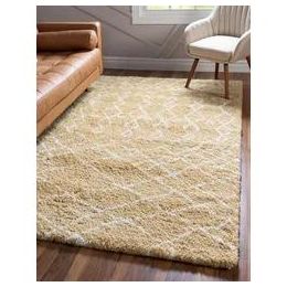 Hochflor-Teppich "Temara Shag, LAGERR&Auml;UMUNG", gelb (gelb, elfenbeinfarben), B:122cm H:51mm L:183cm, Polypropylen (PP), MyFlair M&Ouml;BEL & ACCESSOIRES, Teppiche, gewebt, Scandi Design, ideal im Wohnzimmer & Schlafzimmer