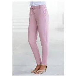 Jogger Pants Lascana, Damen, Gr. 42, N-Gr, rosa (altrosa), Sweatware, Obermaterial: 70% Viskose, 25% Polyamid, 5% Elasthan, unifarben, Basic schmal kn&ouml;chelfrei, Hosen, mit elastischem Bund und G&uuml;rtelschlaufen, Loungewear, Topseller