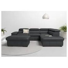Ecksofa Home Affaire "Alberto L-Form", schwarz, B:272cm H:73cm T:226cm, Luxus-Microfaser Lederoptik (100% Polyester);Luxus-Microfaser weich (9)0% Polyester / 10% Polyamid;Luxus-Microfaser Vintageoptik (100% Polyester);Microfaser Antiklederoptik (100% Polyester), Sofas, Ecksofa, mit Kopfteilverstellung, wahlweise mit Bettfunktion