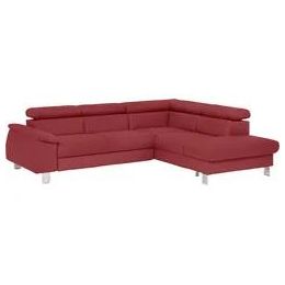 Ecksofa COTTA "Komaris L-Form, B: 249 cm", rot, B:249cm, Microfaser PRIMABELLE (100% Polyester);Kunstleder SOFTLUX;Feinstruktur (100% Polyester);Kunstleder SOFTLUX/Struktur (100% Polyester);NaturLEDER, Sofas, Ecksofa, mit Kopfteilverstellung, optional Bettfunktion, Bettkasten & Licht