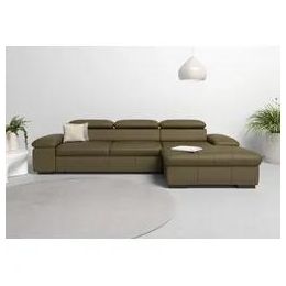 Ecksofa Home Affaire "Alberto L-Form", gr&uuml;n (olive), B:286cm H:73cm T:174cm, Luxus-Microfaser Lederoptik (100% Polyester);Luxus-Microfaser ALTARA NUBUCK (100% Polyester);Luxus-Microfaser weich (90% Polyester, 10% Polyamid);Microfaser Antiklederoptik, Sofas, Ecksofa, mit Kopfteilverstellung, wahlweise mit Bettfunktion