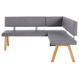 Eckbank OTTO HOME "Rio", grau, B:210cm H:89cm T:140cm, Sitzb&auml;nke, Eckbank, Massivholz in Eiche ge&ouml;lt, Esszimmerbank bequem gepolstert