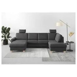 Wohnlandschaft Home Affaire "Summer U-Form", grau, B:314cm H:91cm T:170cm, 100% Polyester, Sofas, Wohnlandschaft, mit oder ohne Bettfunktion und Bettkasten, Cord-Bezug