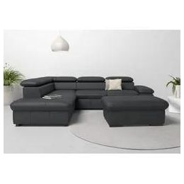 Ecksofa Home Affaire "Alberto L-Form", schwarz, B:272cm H:73cm T:226cm, Luxus-Microfaser Lederoptik (100% Polyester);Luxus-Microfaser weich (9)0% Polyester / 10% Polyamid;Luxus-Microfaser Vintageoptik (100% Polyester);Microfaser Antiklederoptik (100% Polyester), Sofas, Ecksofa, mit Kopfteilverstellung, wahlweise mit Bettfunktion