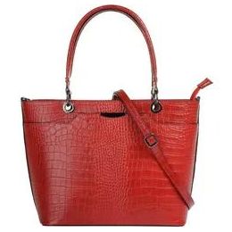 Henkeltasche CLUTY, Damen, Gr. B/H/T: 30cm x 22cm x 10cm onesize, rot, Leder, Reptilienpr&auml;gung, Taschen, echt Leder, Made in Italy