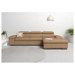 Ecksofa Home Affaire "Alberto L-Form", braun (cappucino), B:286cm H:73cm T:174cm, Luxus-Microfaser Lederoptik (100% Polyester);Luxus-Microfaser ALTARA NUBUCK (100% Polyester);Luxus-Microfaser weich (90% Polyester, 10% Polyamid);Microfaser Antiklederoptik, Sofas, Ecksofa, mit Kopfteilverstellung, wahlweise mit Bettfunktion
