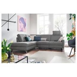 Ecksofa 3C Candy "Mainau modern und elegant, mit gutem Sitzkomfort, L-Form", grau, B:257cm H:89cm T:220cm, Struktur ( 100% Polyester);Luxus-Microfaser weich: 98% Polyester, 2% Nylon, ;Struktur weich (mit Wasser zu reinigen): 16% Baumwolle, 79% Polyester, 5% Polyacryl, Sofas, Ecksofa, wahlweise mit elektrischer Relaxfunktion, Federkern