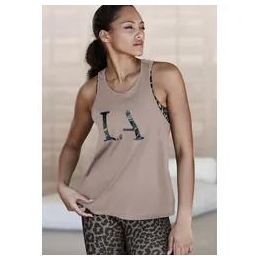 Funktionsshirt Lascana ACTIVE, Damen, Gr. 32/34, braun (nougat), Single Jersey, Obermaterial: 100% Polyester, bedruckt, unifarben, figurumspielend h&uuml;ftlang, Rundhals, Shirts Funktionsshirt, mit Cut out im R&uuml;cken