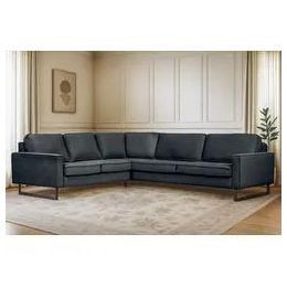 Ecksofa Home Affaire "Pinto, XXL, 250/290 cm, langer Schenkel, Ottomane", blau (rauchblau), B:290cm H:85cm T:250cm, Luxus-Microfaser in Lederoptik(100% Polyester);Cord (92% Polyester, 8% Polyamide), Sofas, Ecksofa, Cord, Chenille, Lederoptik, mit Keder, Metallf&uuml;&szlig;e, Wellenunterfederung