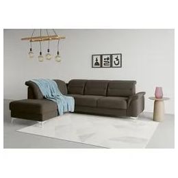 Sit & More Ecksofa SIT & MORE "Sinatra L-Form", braun (espresso), B:251cm H:85cm T:220cm, 90% Polyester, 10% Polyamid, Sofas, Ecksofa, mit Ottomane, optional mit Kopfteilverstellung und Armteilfunktion