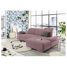 Ecksofa "SO4100 V", lila (flieder), B:284cm H:80cm T:190cm, SET ONE BY Musterring, Sofas, Ecksofa, mit verstellbaren Kopfteilen, wahlweise mit Funktionen, Cord-Bezug