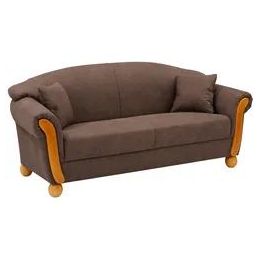 3-Sitzer Home Affaire "Milano Vintage", braun, B:190cm H:83cm T:81cm, Sofas, mit Federkern, Bezug in Lederoptik, incl. Zierkissen