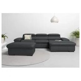 Ecksofa Home Affaire "Alberto L-Form", schwarz, B:286cm H:73cm T:174cm, Luxus-Microfaser Lederoptik (100% Polyester);Luxus-Microfaser ALTARA NUBUCK (100% Polyester);Luxus-Microfaser weich (90% Polyester, 10% Polyamid);Microfaser Antiklederoptik, Sofas, Ecksofa, mit Kopfteilverstellung, wahlweise mit Bettfunktion