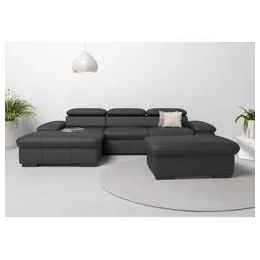 Ecksofa Home Affaire "Alberto L-Form", schwarz, B:286cm H:73cm T:174cm, Luxus-Microfaser Lederoptik (100% Polyester);Luxus-Microfaser ALTARA NUBUCK (100% Polyester);Luxus-Microfaser weich (90% Polyester, 10% Polyamid);Microfaser Antiklederoptik, Sofas, Ecksofa, mit Kopfteilverstellung, wahlweise mit Bettfunktion